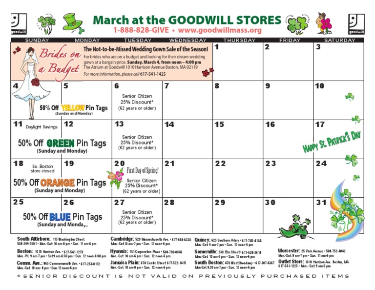 Goodwill's March Retail Calendar | PDF | Cooking, Food & Wine