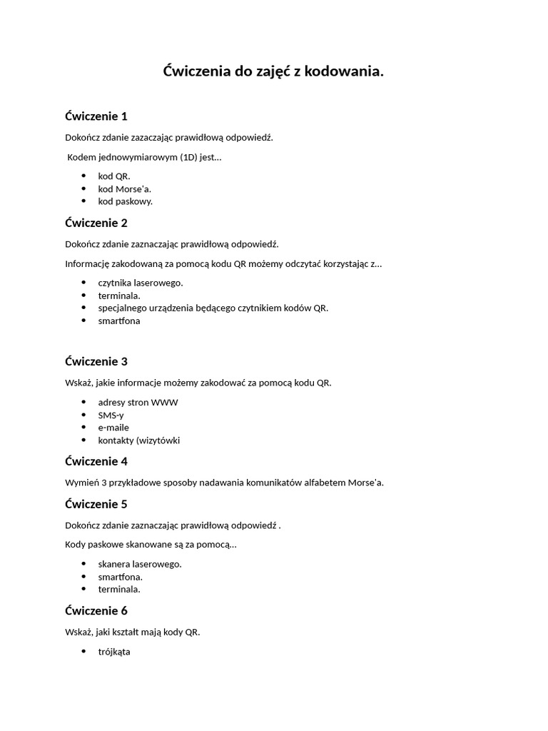 Kodowanie Lo Cwiczenia | PDF