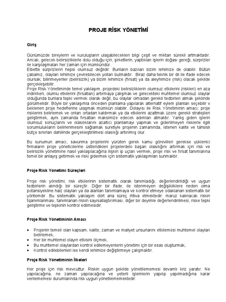 Proje Risk Yonetimi | PDF