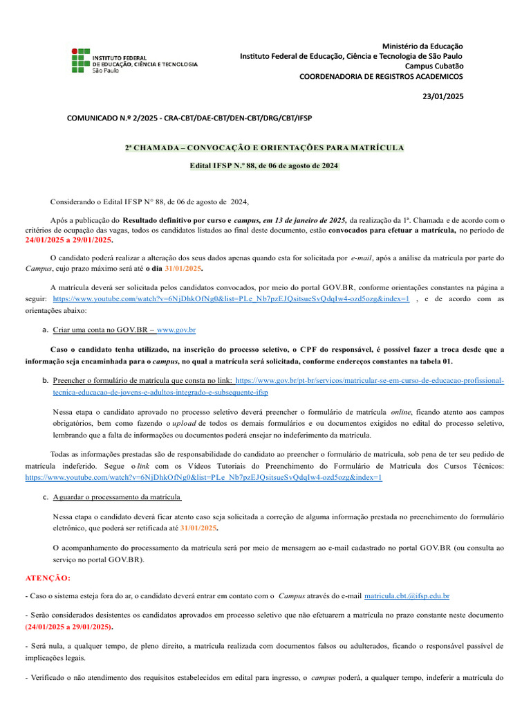 2a. Chamada - Edital 88 2024 | PDF | Imposto de Renda