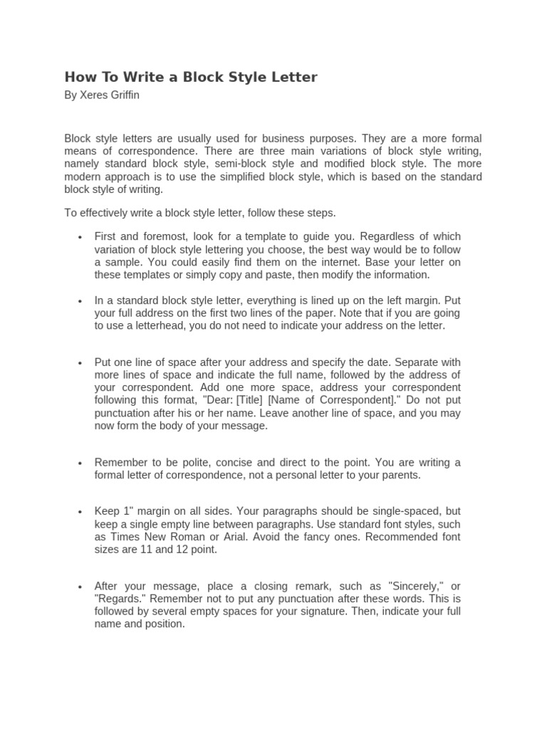 5.2. Full Block Style Letter | PDF | Paragraph | Written Communication