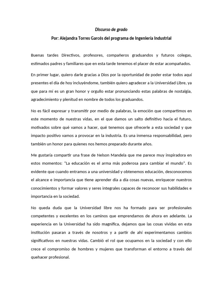 Discurso de Grado | PDF