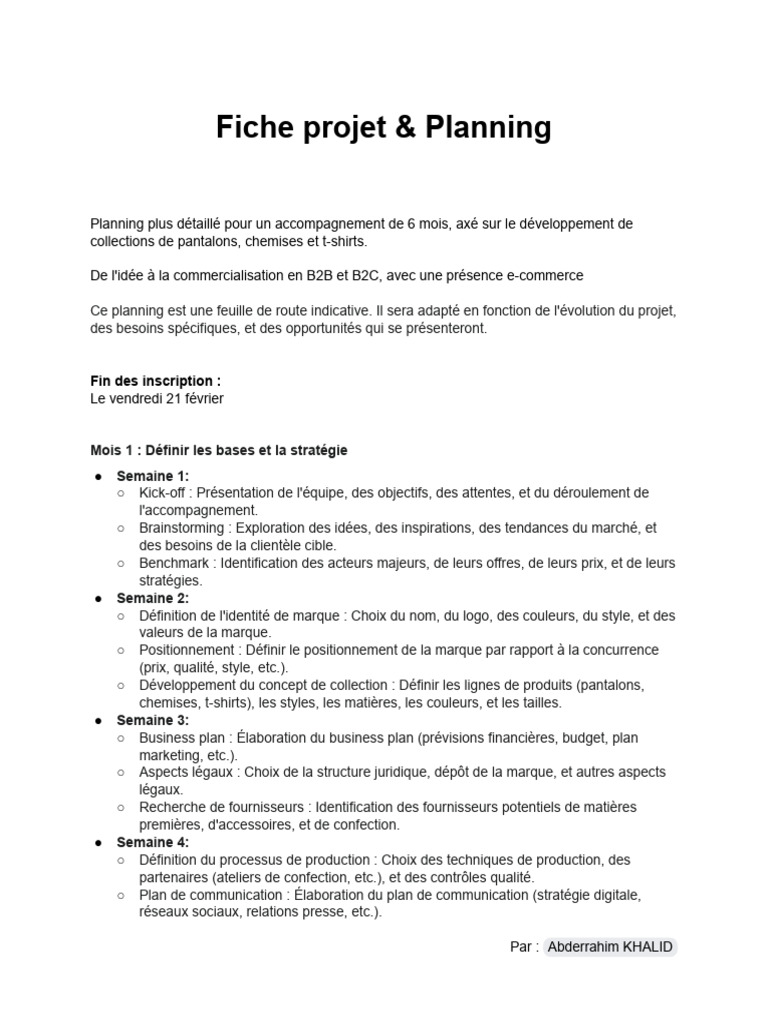 Planning de lancement mode B2B et B2C | PDF | Marque | Commercialisation