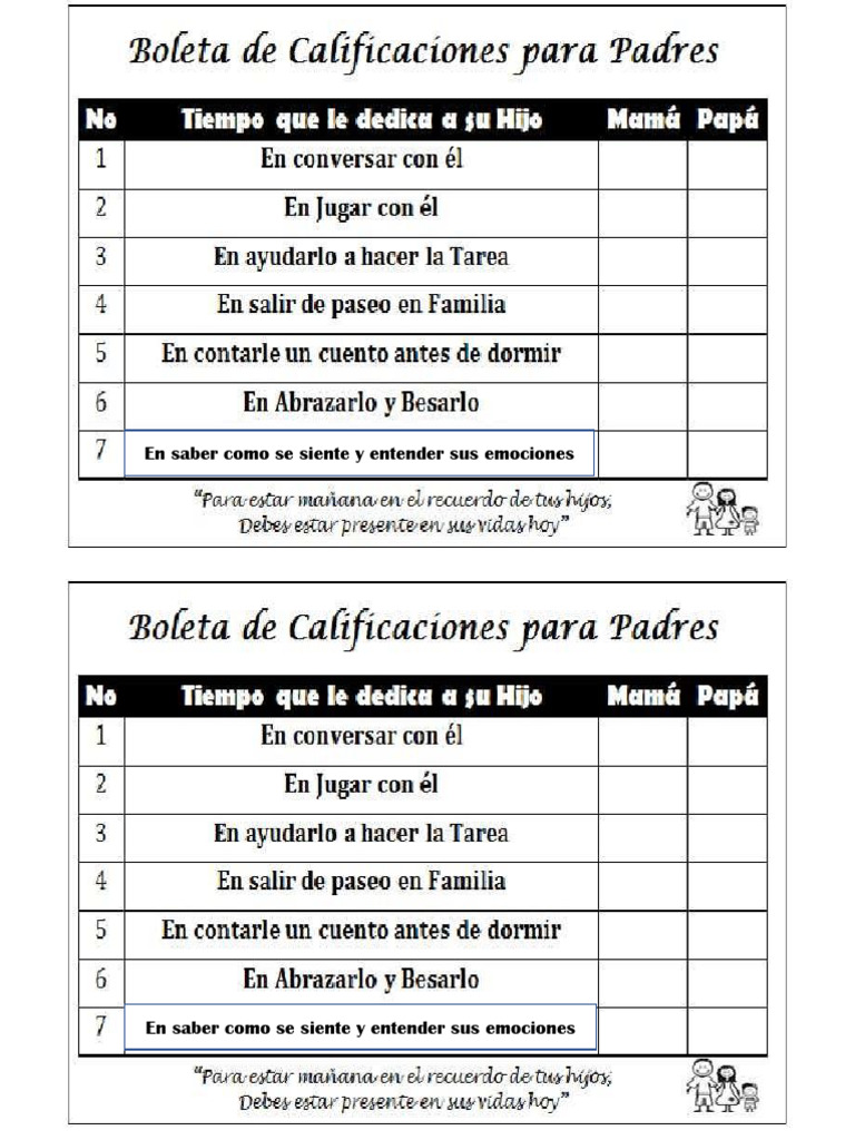 Boleta Calificaciones para Padres | PDF