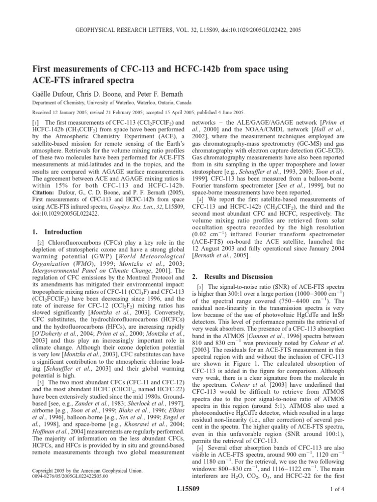 Gaelle Dufour, Chris D. Boone and Peter F. Bernath - First Measurements of CFC-113 and HCFC-142b ...