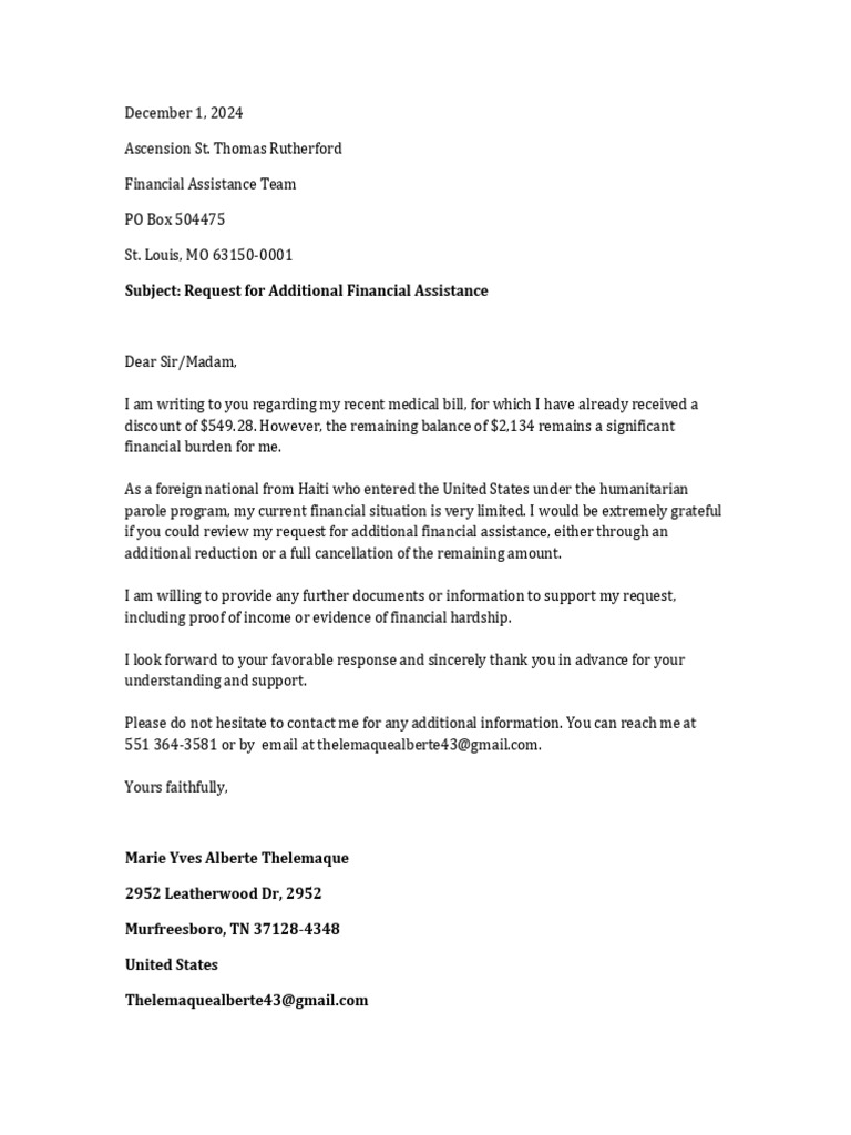 Financial Aid Request for Immigrant | PDF