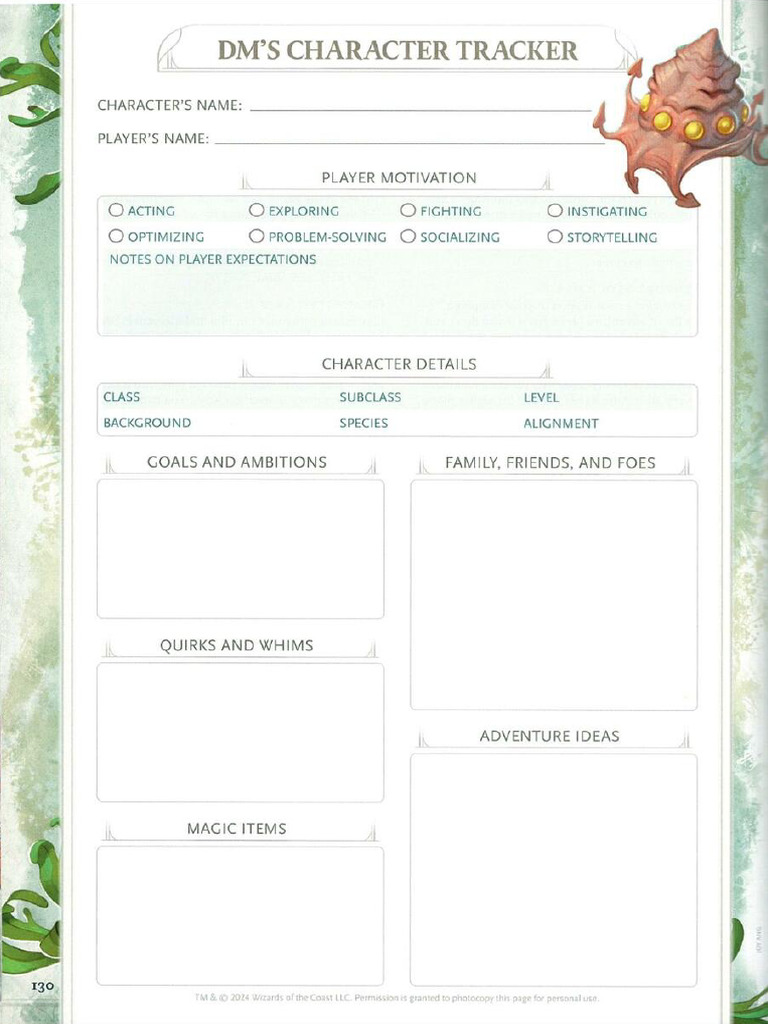 2024 Sheet - DM Character tracker | PDF