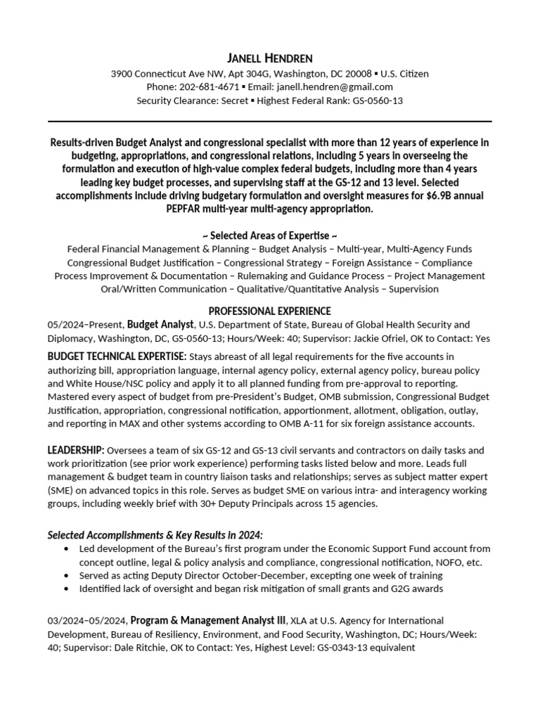 Federal Resume | PDF | Office Of Management And Budget | United States ...