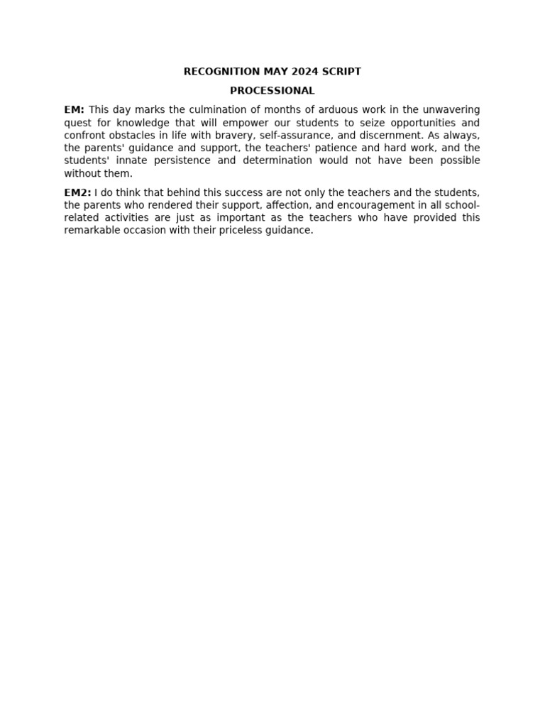 May 2024 Processional Script | PDF