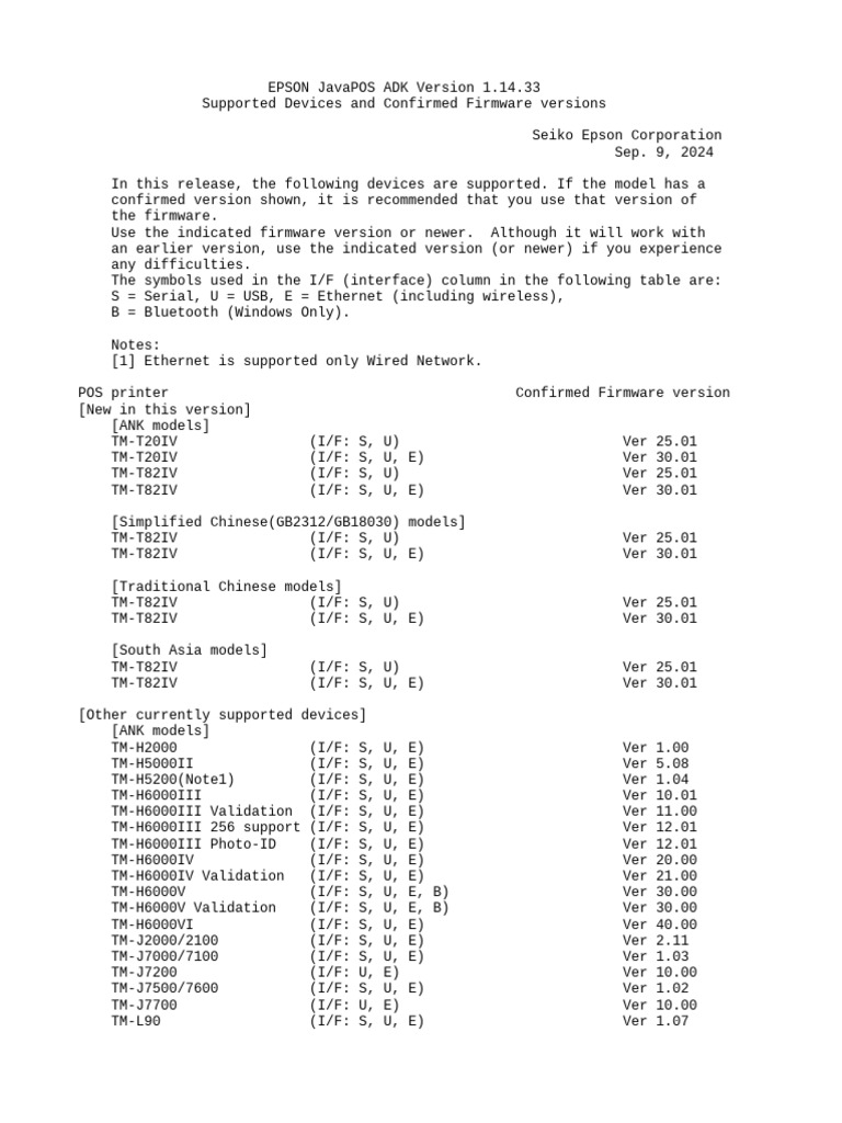 EPSON JavaPOS ADK 1.14.33 Firmware Guide | PDF | Computer Architecture ...