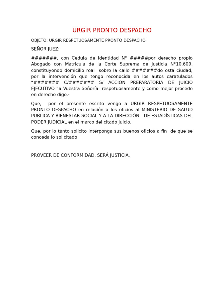 Urgir Pronto Despacho | PDF