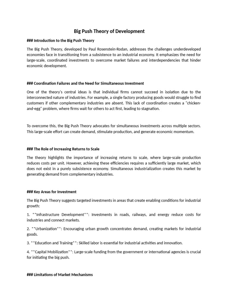 Big Push Theory (Complete) | PDF | Market (Economics) | Industrial Policy