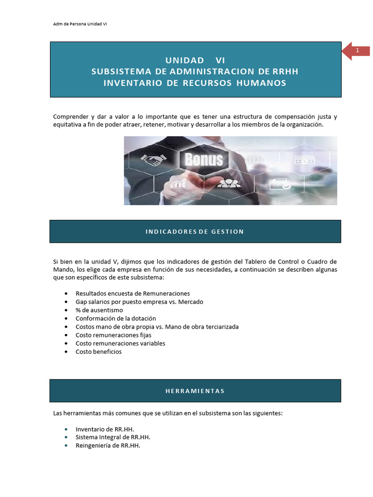 Unidad Vi Subsistema Arh | PDF | Salario | Gestión de recursos humanos