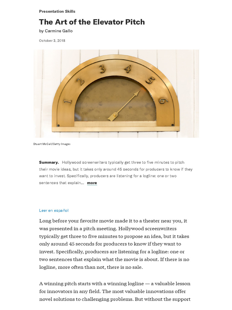 Mastering the Elevator Pitch Logline | PDF