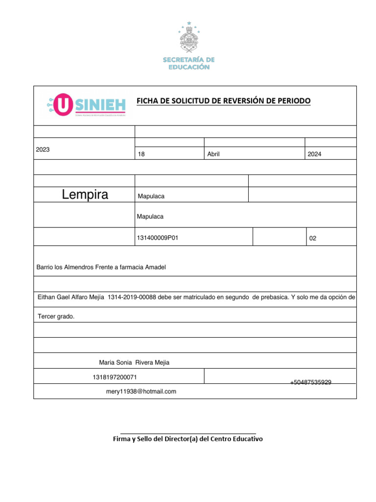 12. Ficha Solicitud Reversion Periodo | PDF