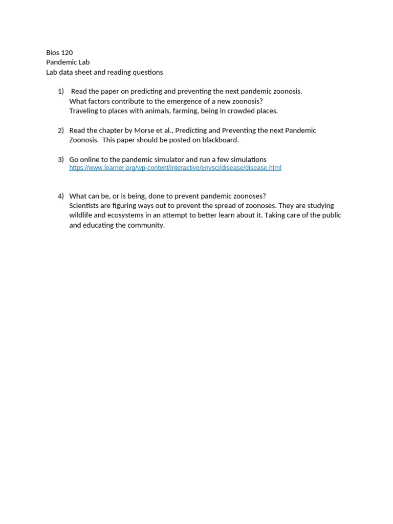 Pandemic Simulation Lab | PDF