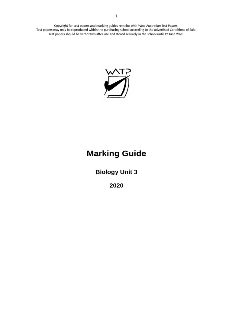 2020 Year 12 ATAR Biology Semester One Examination SOLUTIONS | PDF ...