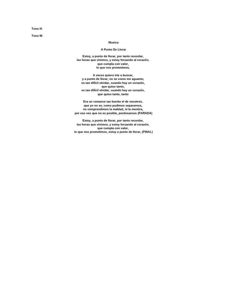 A Punto de Llorar | PDF