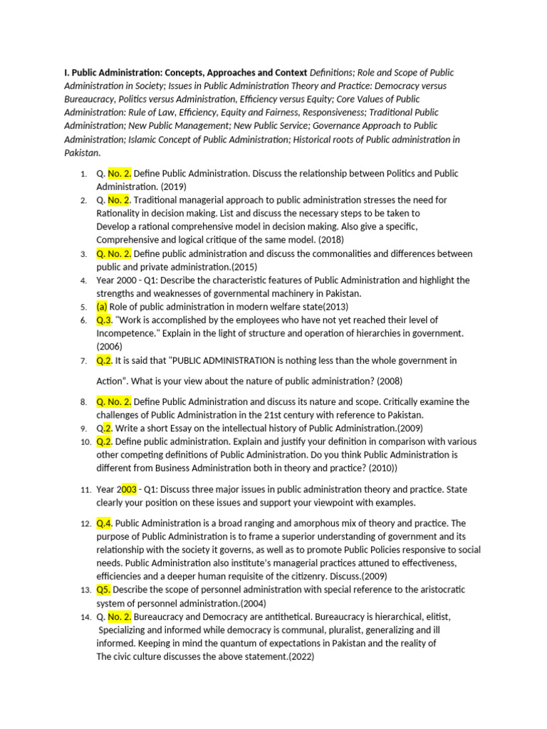 Topic Wise Questions From Syllabus | PDF | Leadership | Governance
