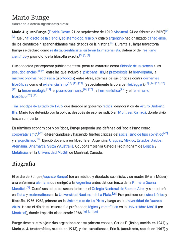 Mario Bunge - Wikipedia, La Enciclopedia Libre | PDF | Mecánica ...