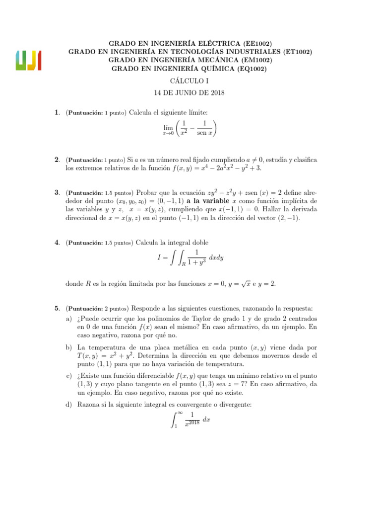 2018 - Juny | PDF | Integral | Derivado