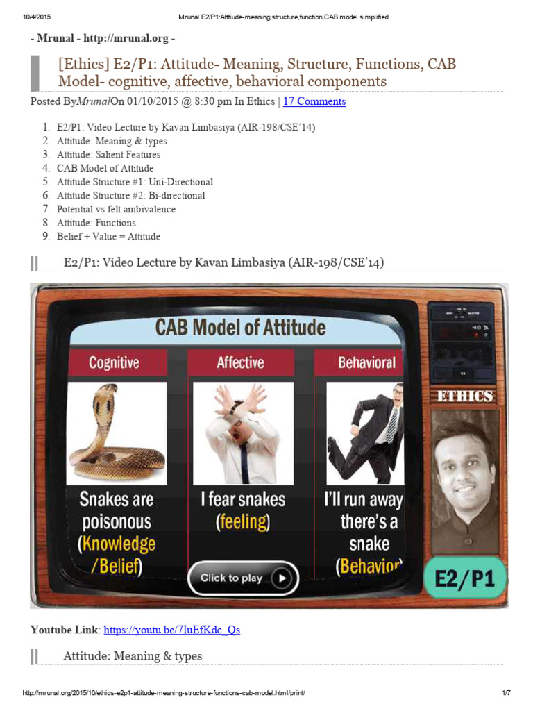 4. Atttiude-meaning,structure,function,CAB model simplified | PDF ...