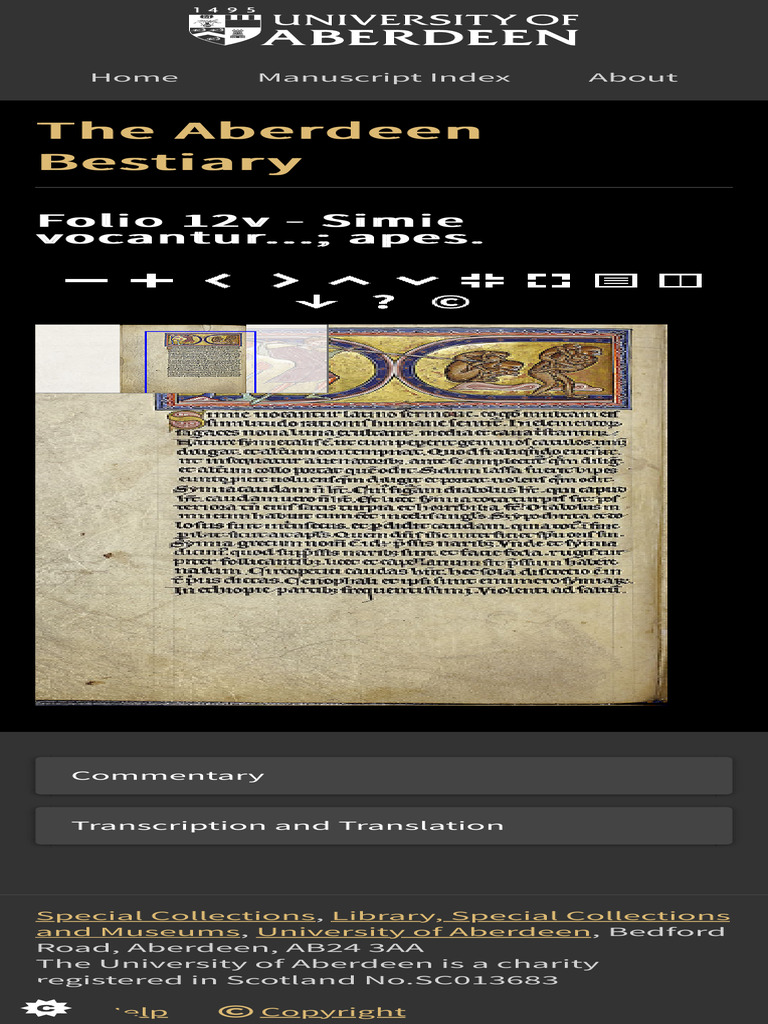 Folio 12v - Simie Vocantur... Apes. The Aberdeen Bestiary The University of Aberdeen | PDF