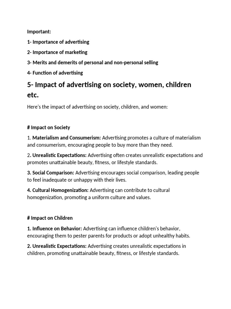 Impact of Advertising on Society and Groups | PDF | Advertising | Self ...