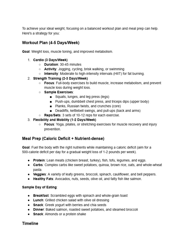 To Achieve Your Ideal Weight, Focusing On A Balanced Workout Plan and ...