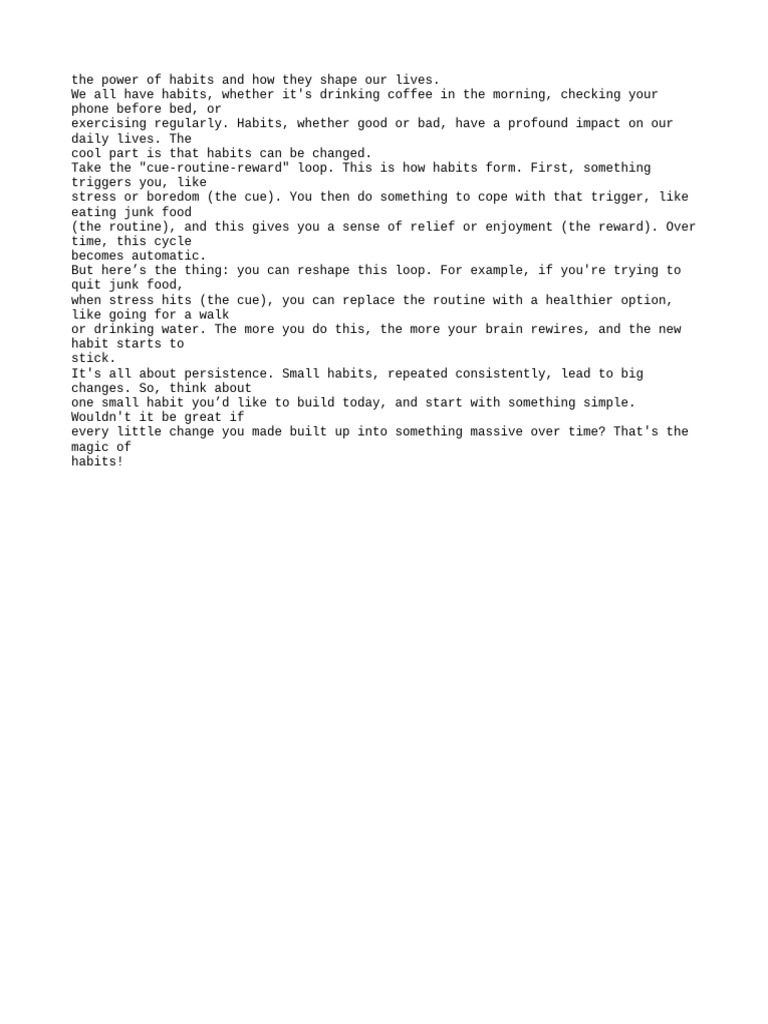 The Power of Habits How Small Changes Lead To Big Results BY ANAS | PDF