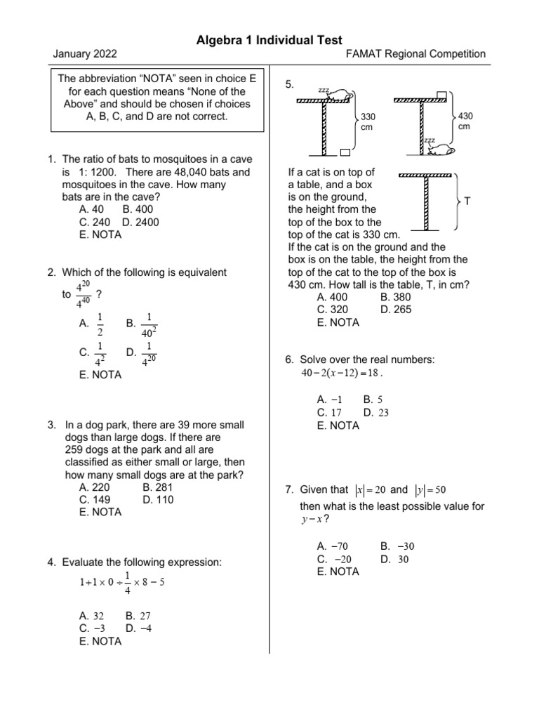 10236 T_Alg 1 Jan 2022 Reg Indiv Test | PDF | Abstract Algebra ...