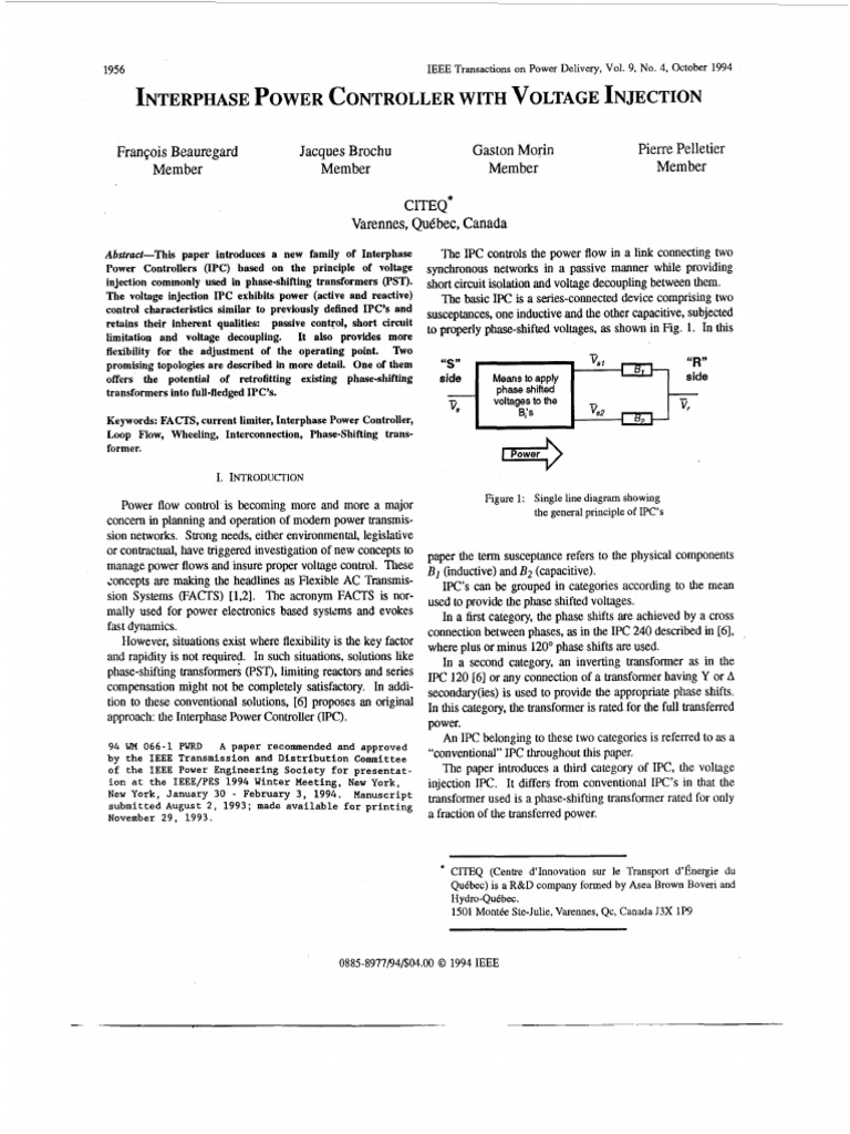 Interphase Power Controller Voltage: Injection | PDF | Transformer ...