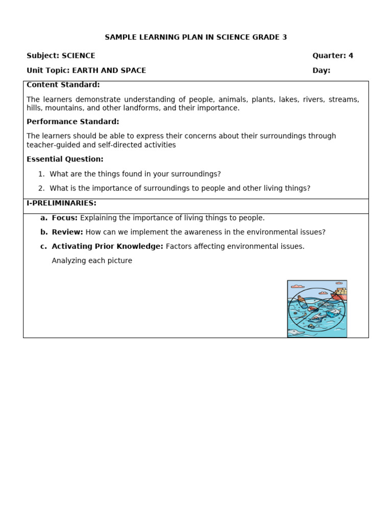 Learning Plan SCIENCE | PDF | Natural Environment | Learning