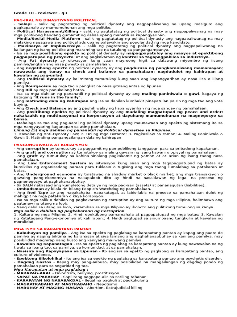 G10 q3 Reviewer | PDF