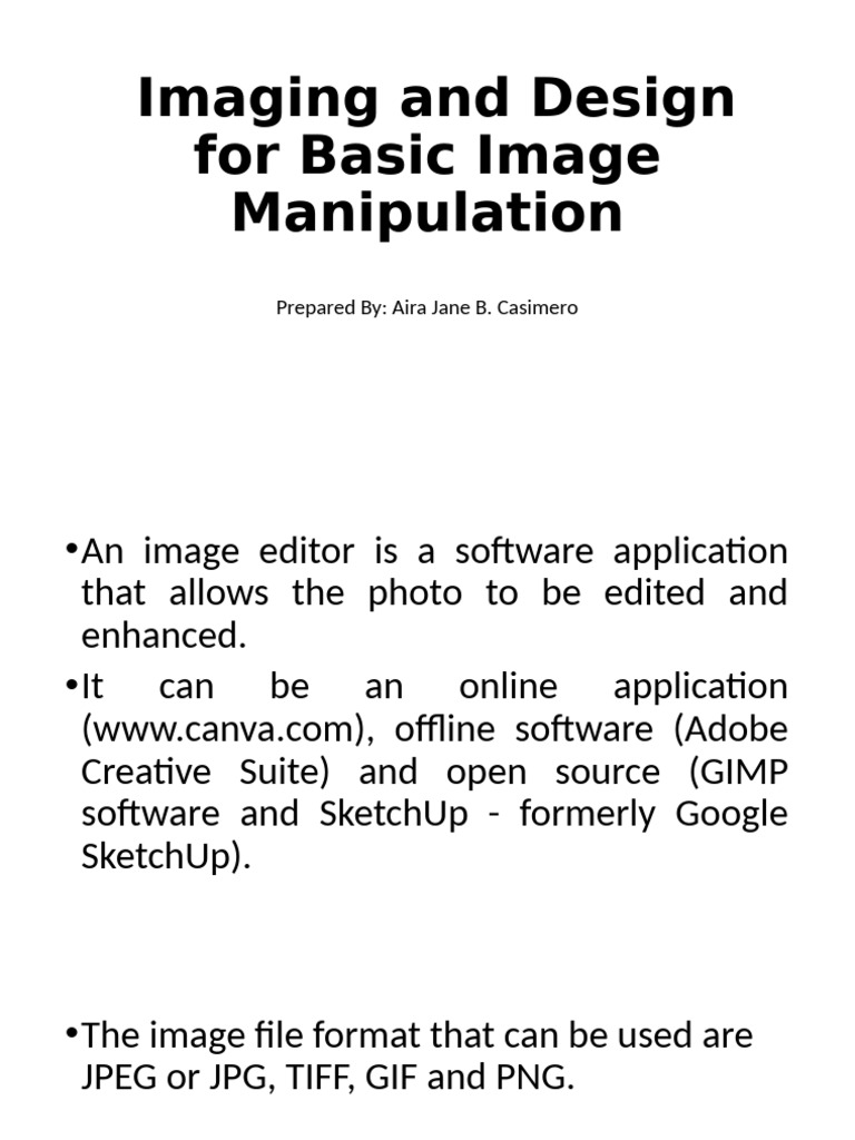 Imaging and Design For Basic Image Manipulation | PDF