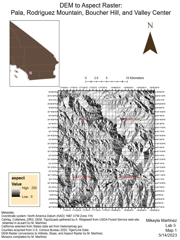 Pala and Valley Center Aspect Analysis | PDF | Geophysics | Geography