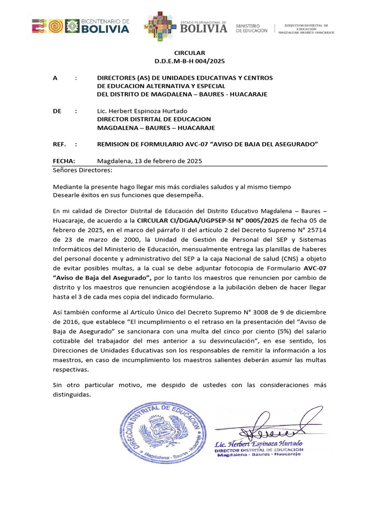 Remision de Formulario Avc-07 Aviso de Baja Del Asegurado | PDF