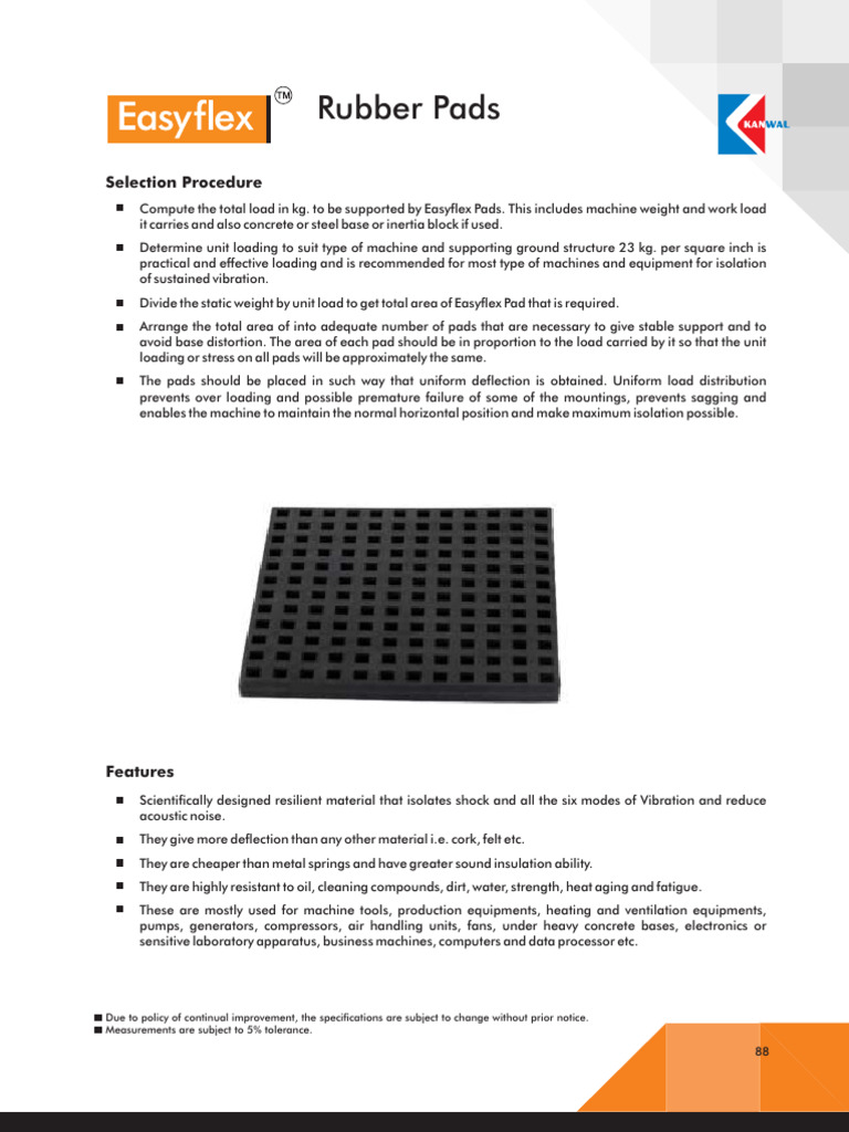 Rubber Vibration Pad Selection Guide | PDF | Structural Load | Concrete