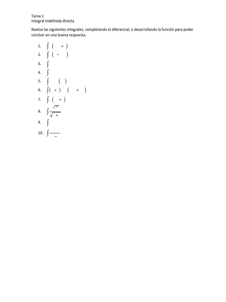 Tarea 1 Integral Indefinida Directa | PDF