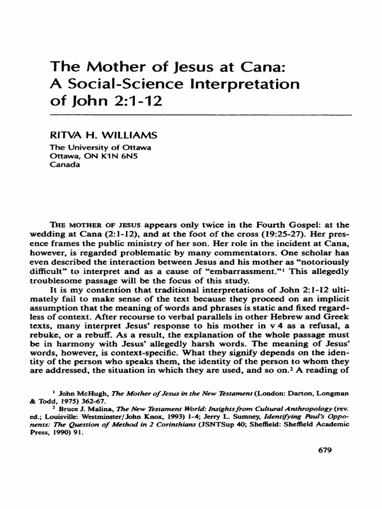 [[Ritva Willimas] the Mother of Jesus at Cana, A Social Science ...