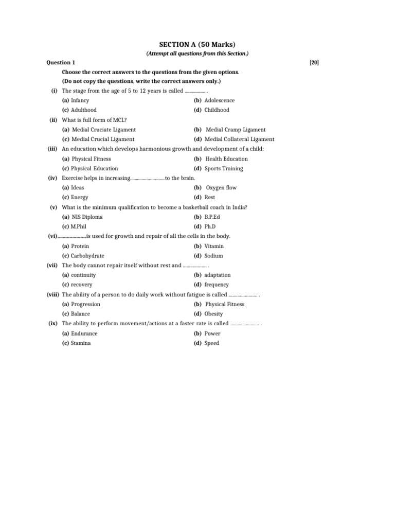 Physical Education ICSE 10th QB Solved Paper-2024 | PDF | Bowling (Cricket) | Cricket