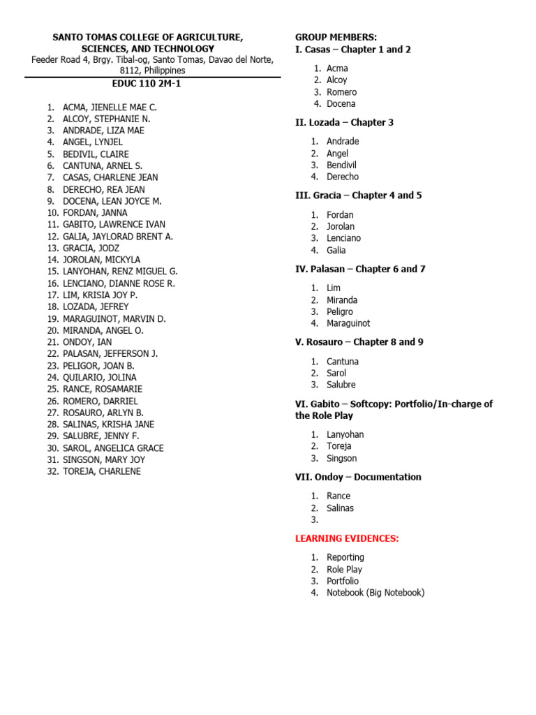 Educ 110 2m 1 Groupings | PDF