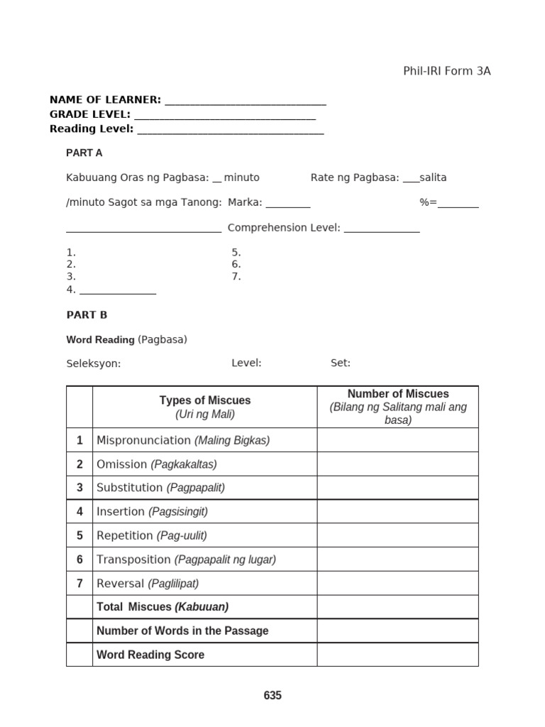Phil-IRI-IRI-INDIVIDUAL-FORM | PDF