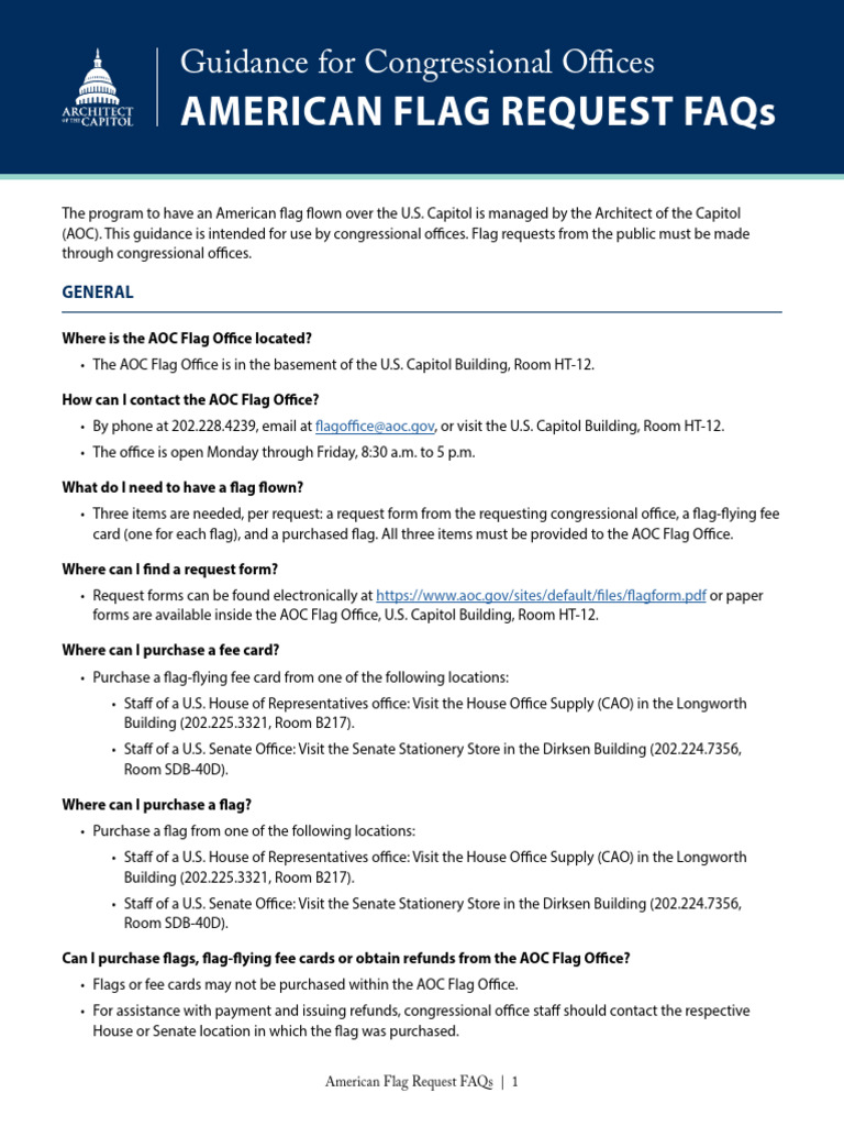 Guidance For Congressional Offices - American Flag Request FAQs ...