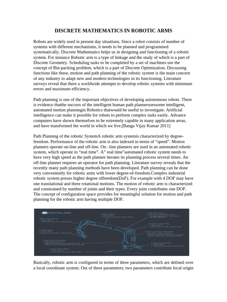 Discrete Mathematics in Robotic Arms | PDF | Robotics | Matrix ...
