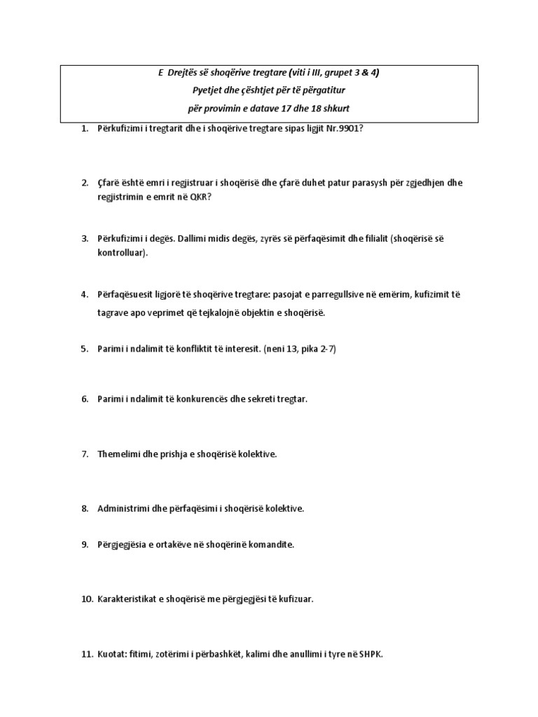 Pyetje Provimi | PDF