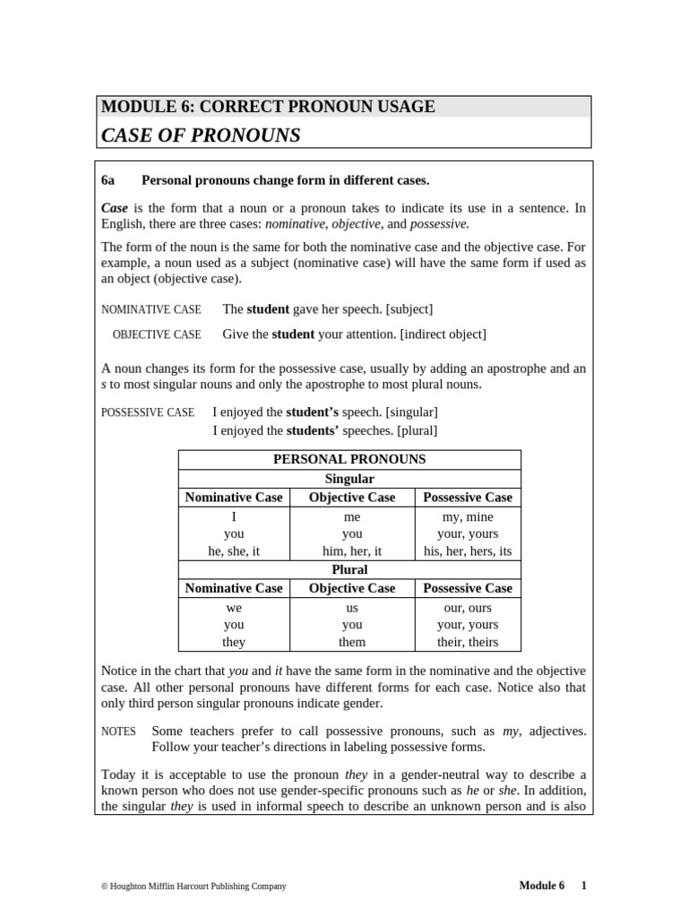 Case of Pronouns CWB3J68 2 | PDF | Noun | Grammatical Number