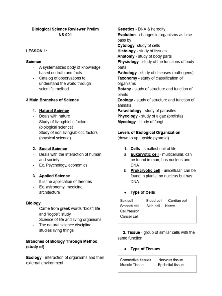 Biological Science Exam Reviewer Guide | PDF | Life | Biology