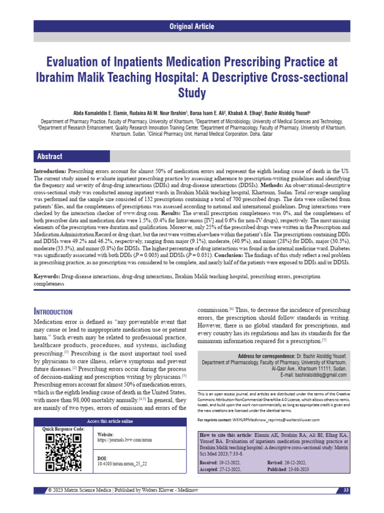 Evaluation of Inpatients Medication Prescribing.3 | PDF | Medical ...