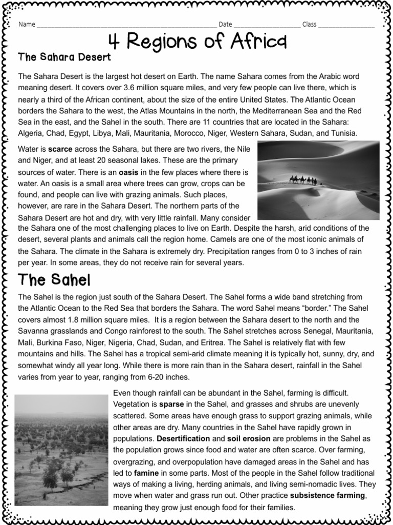 Four Major African Regions Overview | PDF | Sahara | Desert